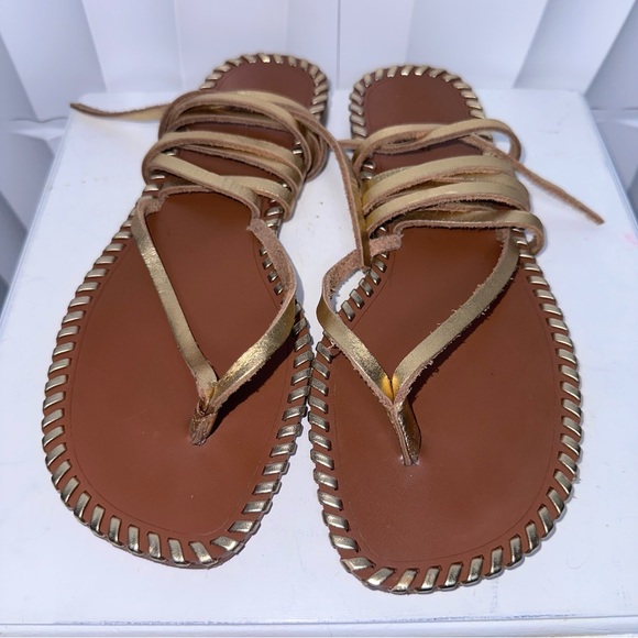 Zara | Shoes | Zara Flip Flop Flats W Gold Strap Sandals | Poshmark